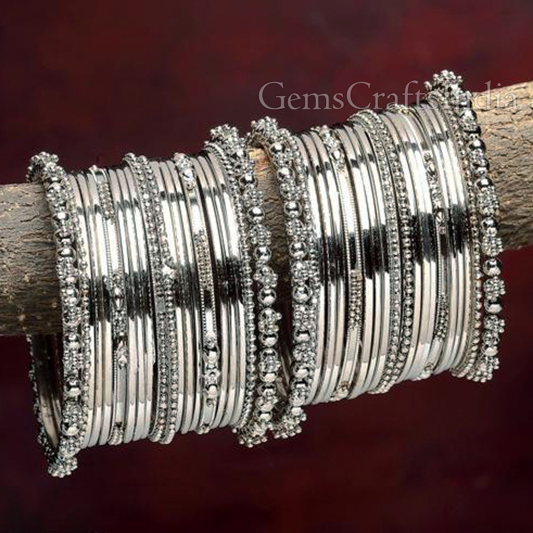Antique Silver Bangle/bracelet Oxidized German Silver Bangle Set ...