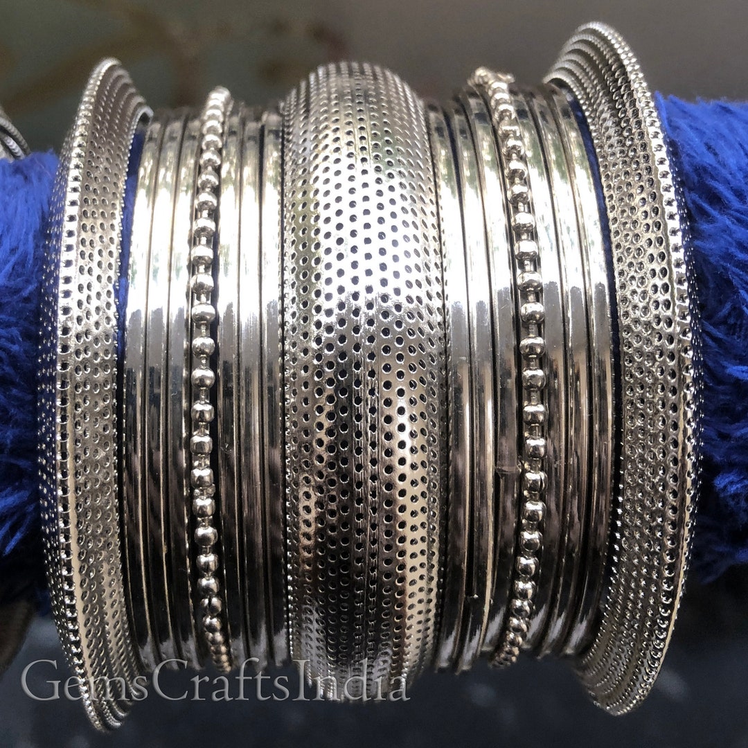 Antique Silver Bangle/bracelet Oxidized German Silver Bangle Set ...