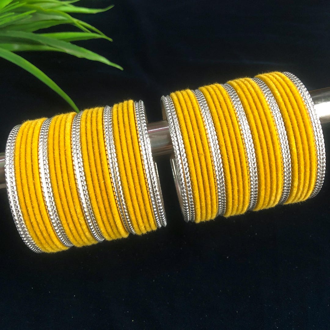 Indian Velvet Metal Bangle/ Indian Bangles/ Wedding Bangles Jewelry ...