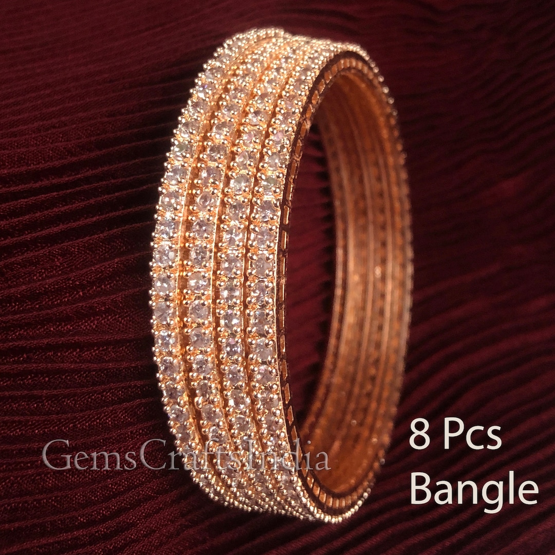 Indian American Diamonds Rose Gold Finish Bangles/bracelet CZ Bangles ...