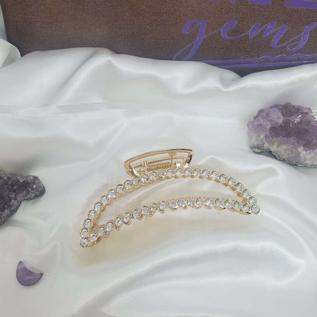 Rhinestone Gold Hair Clip, Hair Claw Clip, Gold Gemstones Hair Clip ...