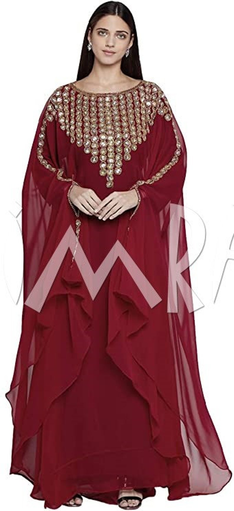 Dubai Moroccan Kaftan Arabic Abaya Maxi Hand Beaded Caftan Etsy