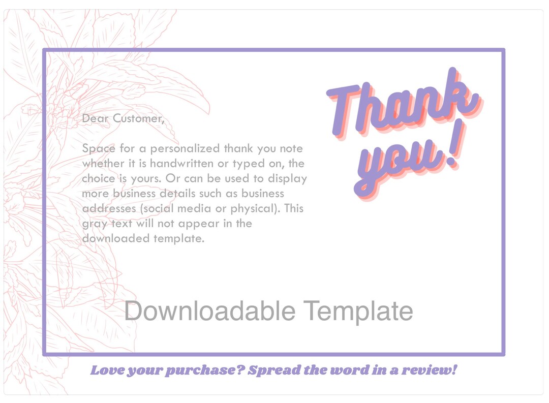 Business Thank You Card Template - Etsy