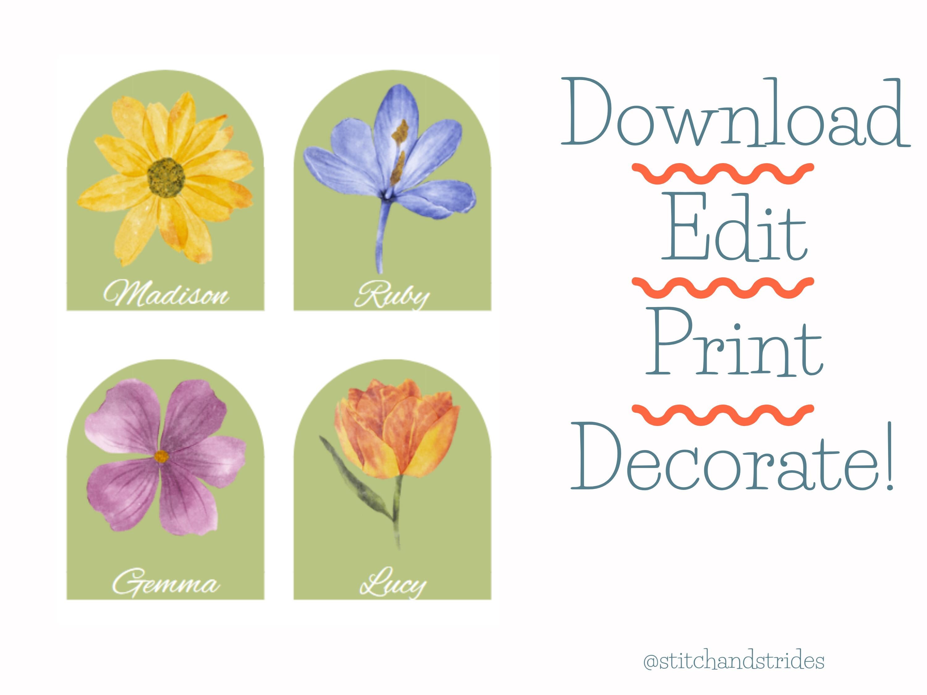 Flowers | RA Door Decorations & Classroom Name Tags | Customizable ...