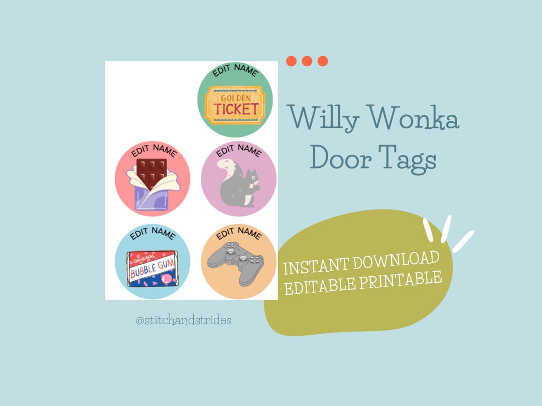Willy Wonka | RA Door Decoration & Classroom Name Tag | Customizable ...