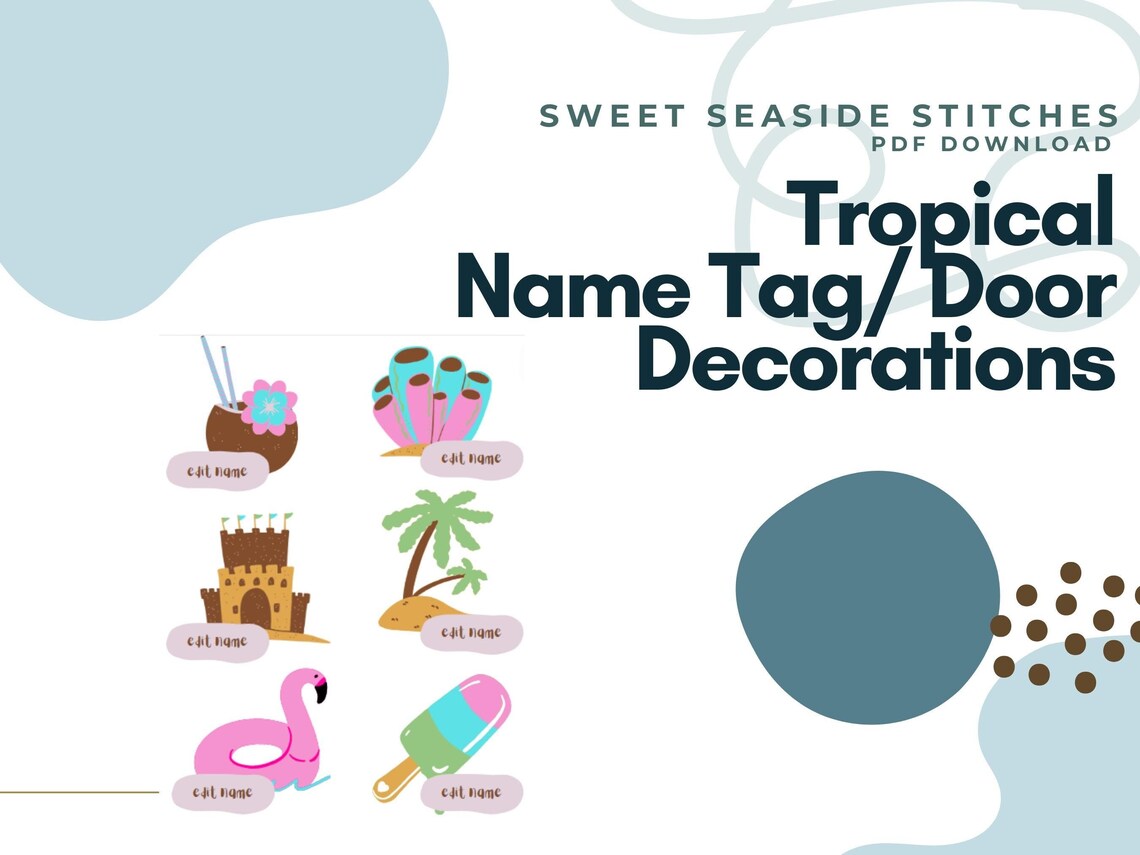 Tropical | RA Door Decorations & Classroom Name Tag | Customizable ...