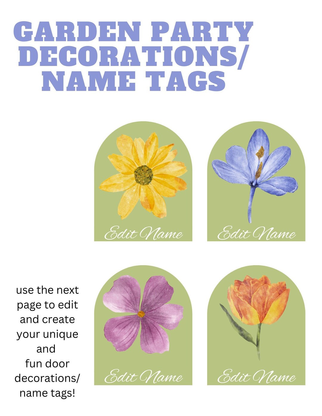 Flowers RA Door Decorations & Classroom Name Tags Customizable Designs ...