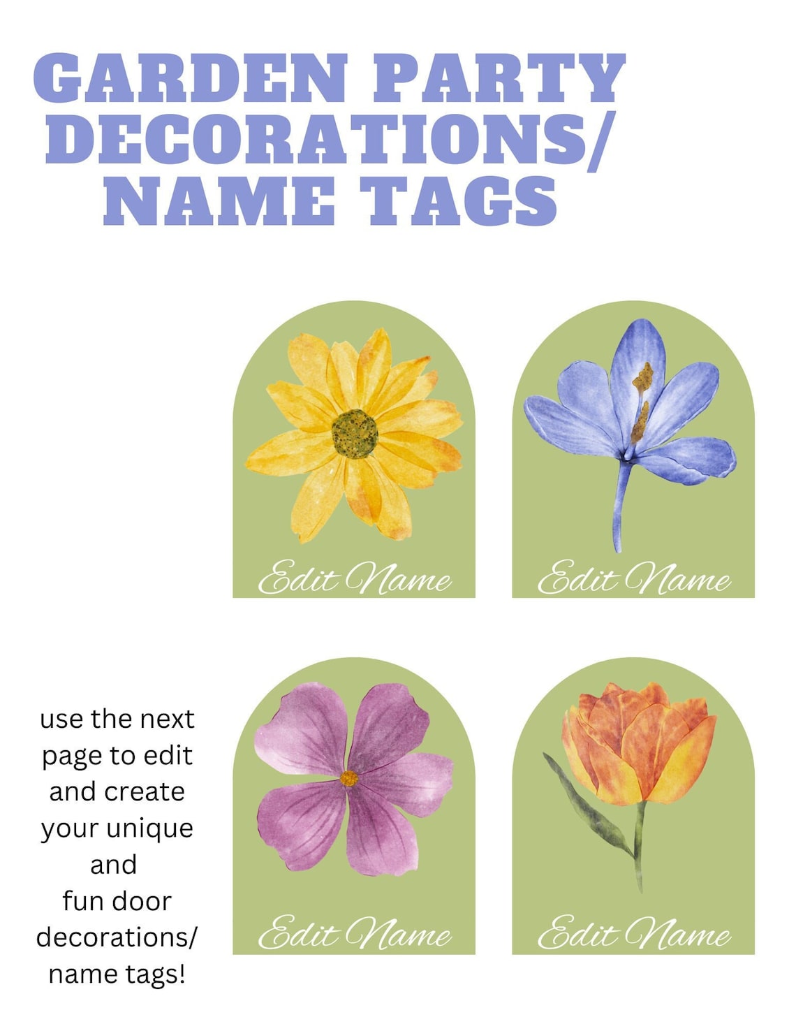 Flowers RA Door Decorations & Classroom Name Tags Customizable Designs ...