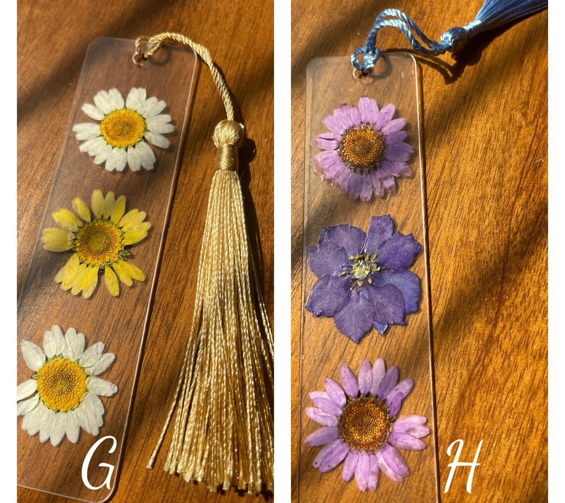 Dried Floral Acrylic Bookmarks Flower Gift Booklovers - Etsy