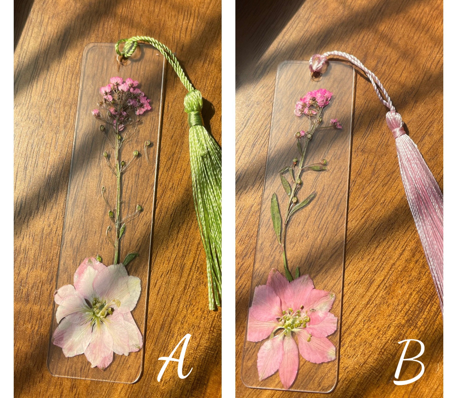 Dried Floral Acrylic Bookmarks Flower Gift Booklovers - Etsy