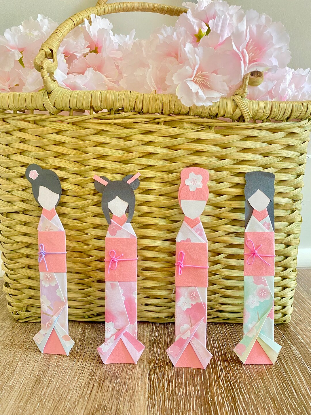 Japanese Origami Geisha Sakura Bookmark L Paper Doll - Etsy