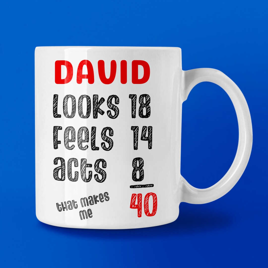 40th Birthday Mug Personalised, Gift for 40th Birthday Man, 40th ...