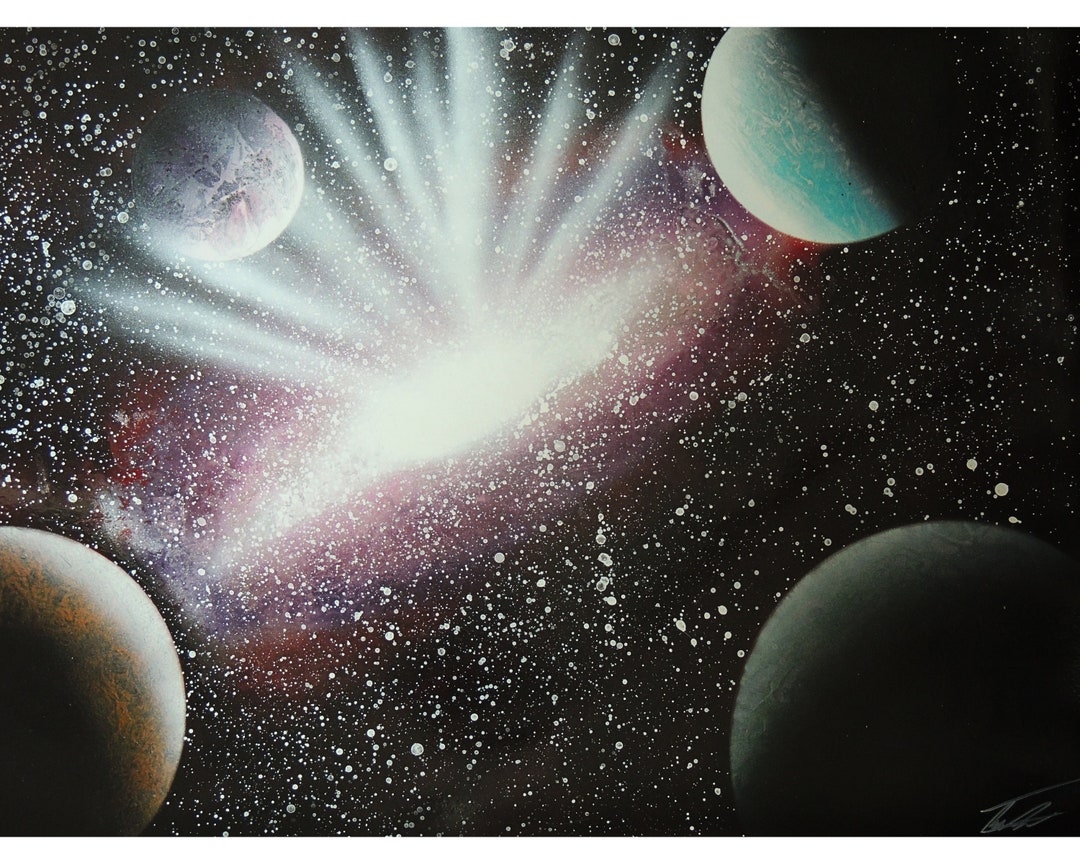 Galaxy Spray Paint Art - A Crowded Nebula - Etsy