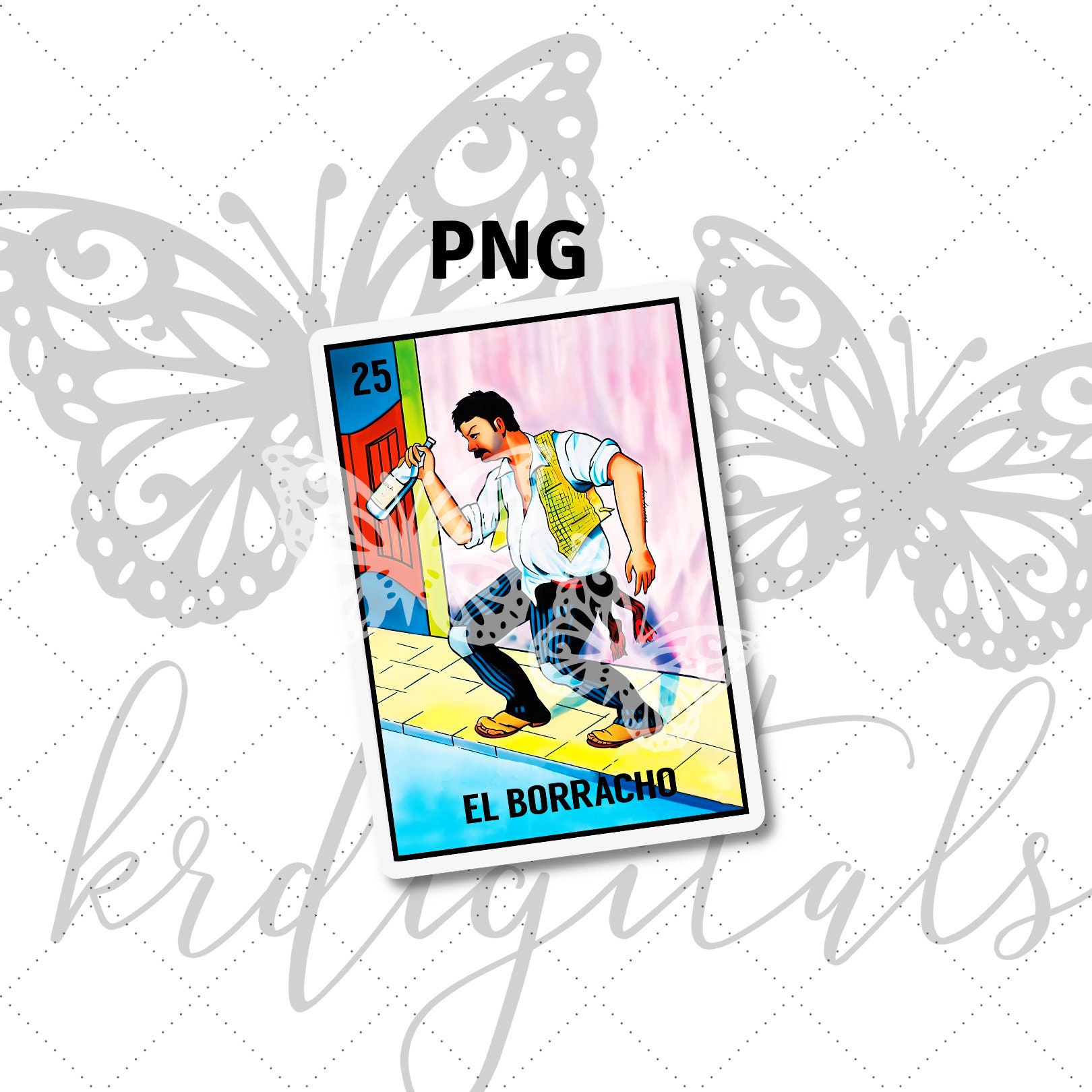 El Borracho Loteria Card PNG | Etsy
