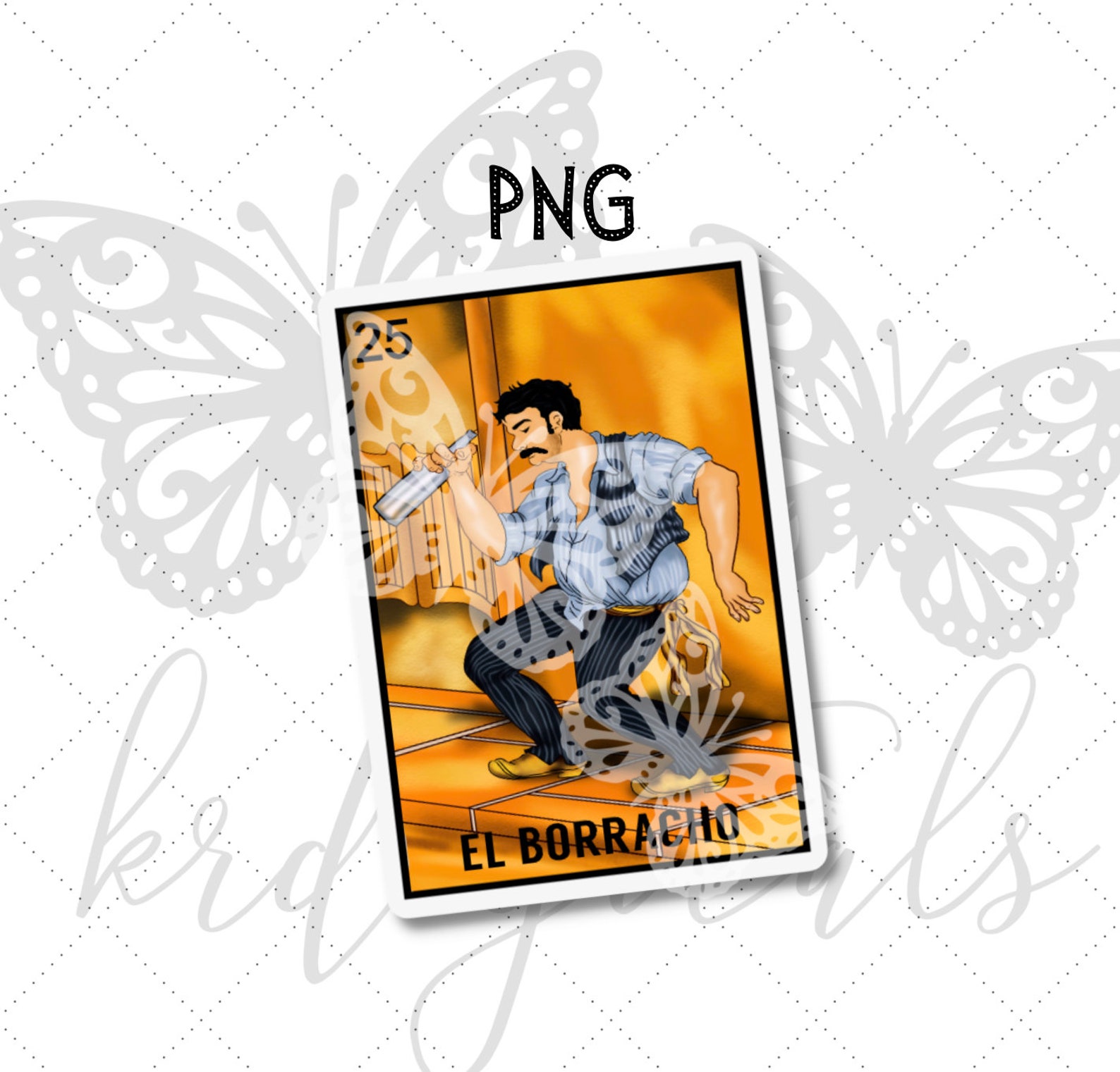 El Borracho Loteria Card PNG | Etsy