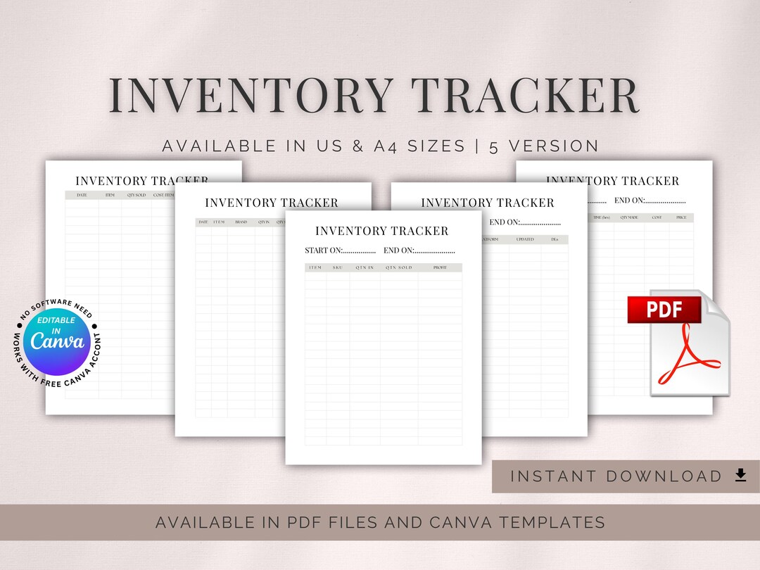 Printable Inventory Tracker, Storage List Template, Product and Supply ...