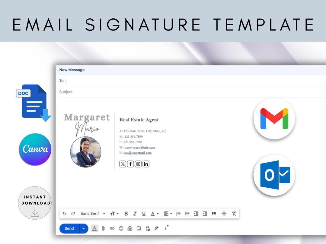Gmail Signature Template, Digital Canva Signature, Clickable E ...