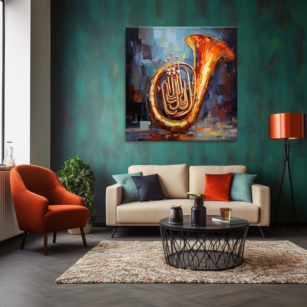 Tuba Music Colourful Painting Style Canvas Print, Musical Instrument ...