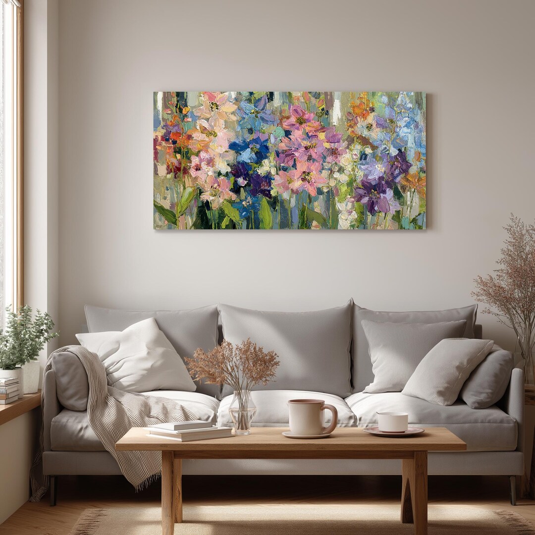 Abstract Spring Flowers Canvas Wall Art Print – Elegant Handmade Home ...