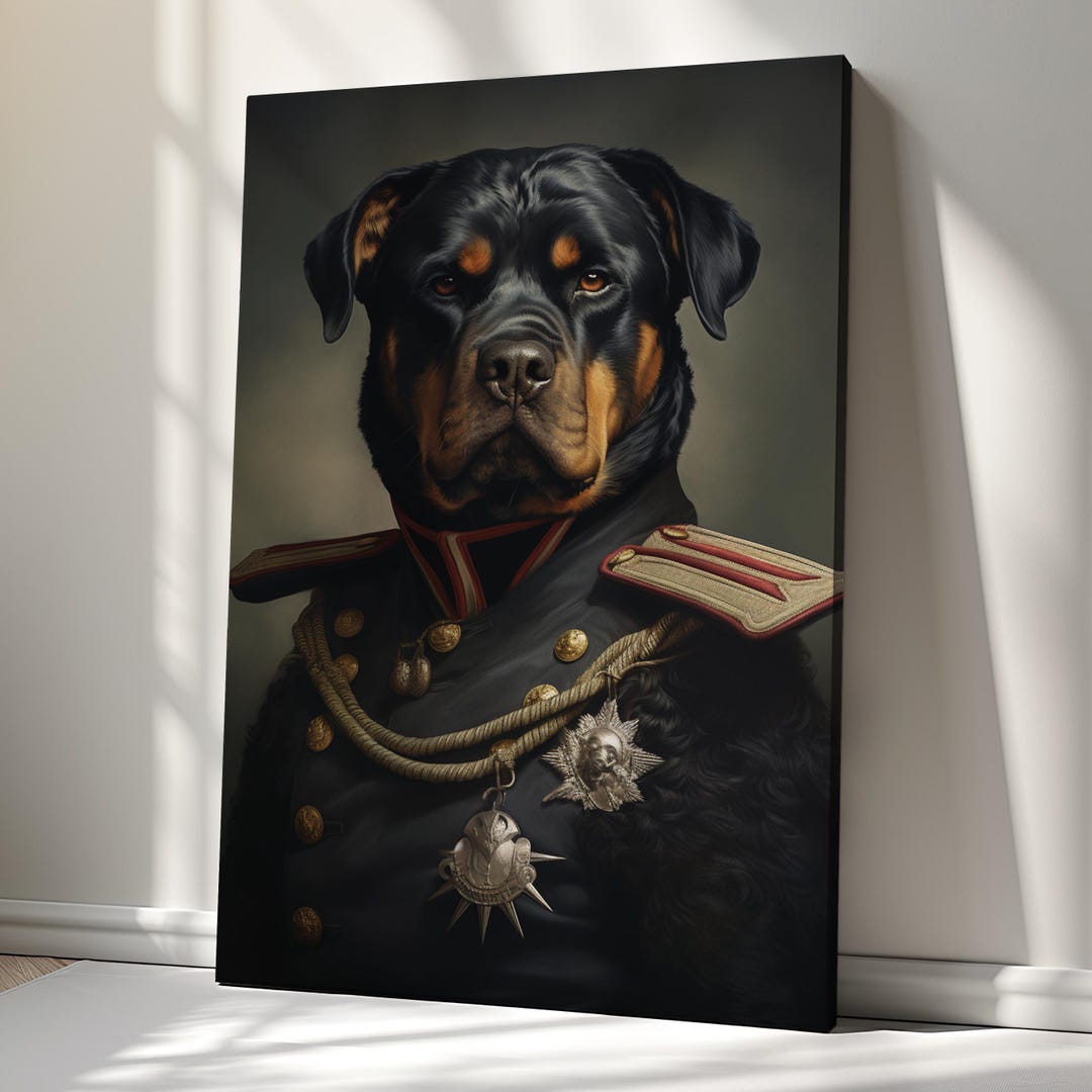 Rottweiler General Portrait Canvas Print | Majestic Dog Wall Art ...
