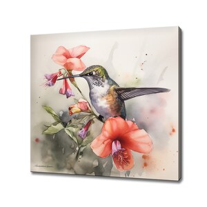 Hummingbirds Canvas Art Print | Watercolour Picture | Wall Hanging for ...