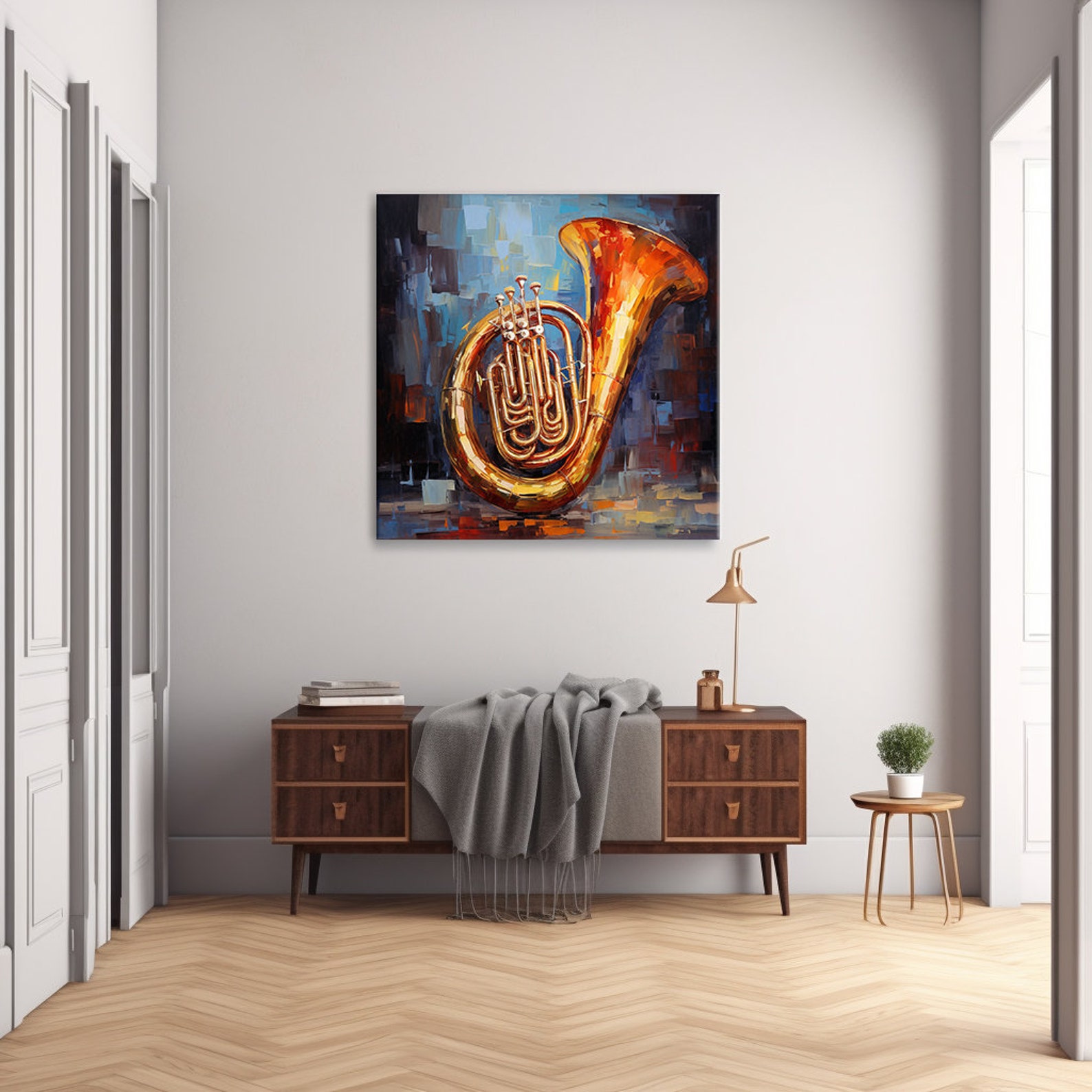 Tuba Music Colourful Painting Style Canvas Print, Musical Instrument ...