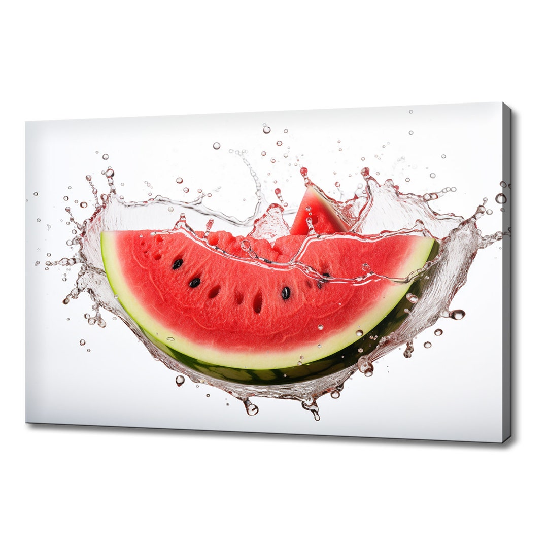 Watermelon Fruit Splash in Water Canvas Print | Bright Colourful Fruits ...