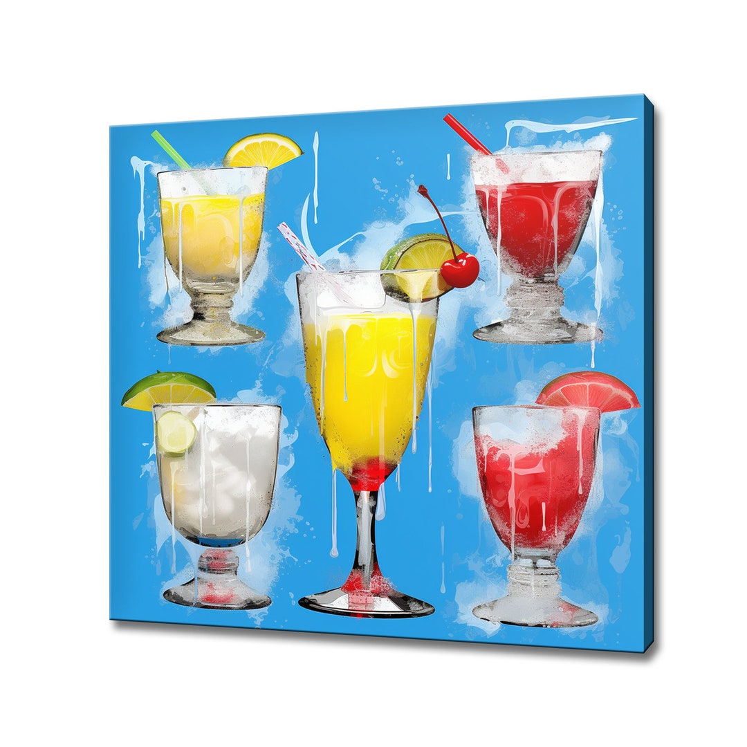 Colourful Cocktail Drinks Abstract Painting Canvas Print Art | Bar ...