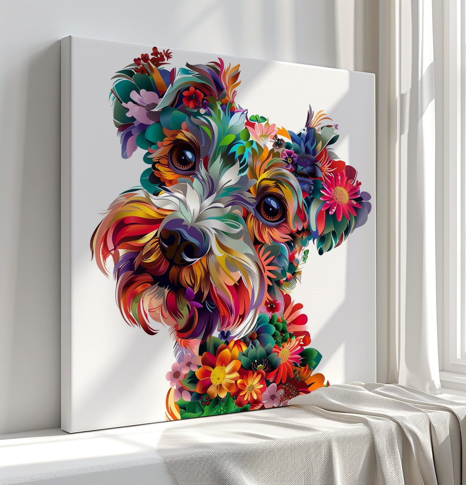 Schnauzer Canvas Print, Handmade Gift, Wall Hanging Home Decor, Art ...