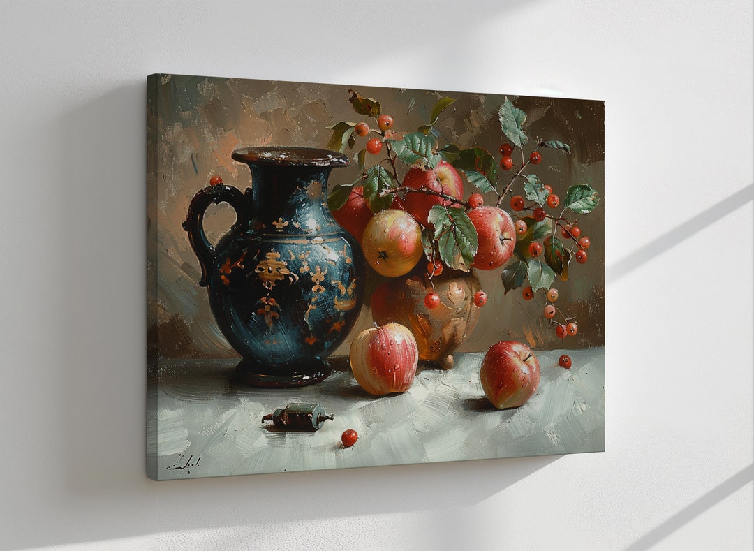 Apples Canvas Print, Still Life Wall Art, Elegant Home Decor, Handmade ...