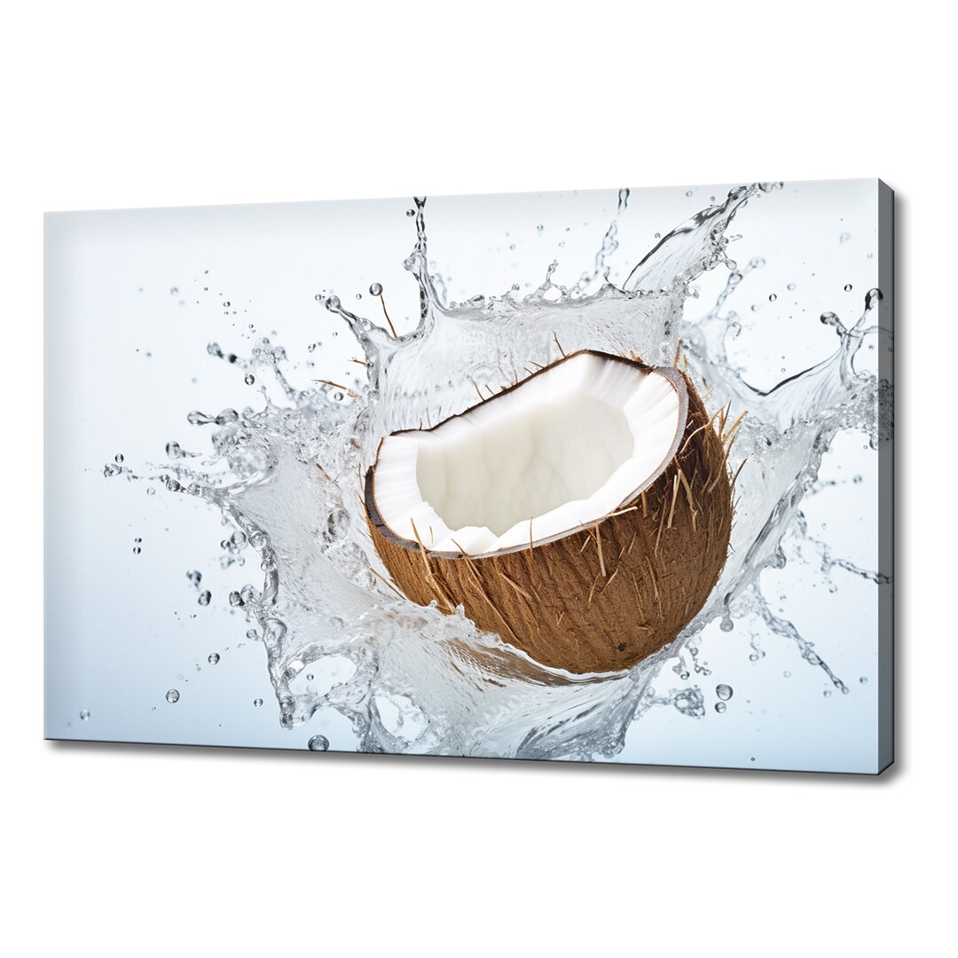 Coconut Splash in Water Canvas Print Bright Colourful Fruits - Etsy