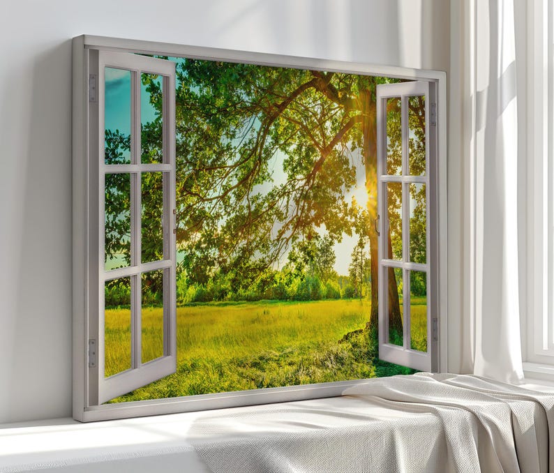 Sunny Summer Day Landscape Canvas Print Wall Art, Green Scenery, Nature ...
