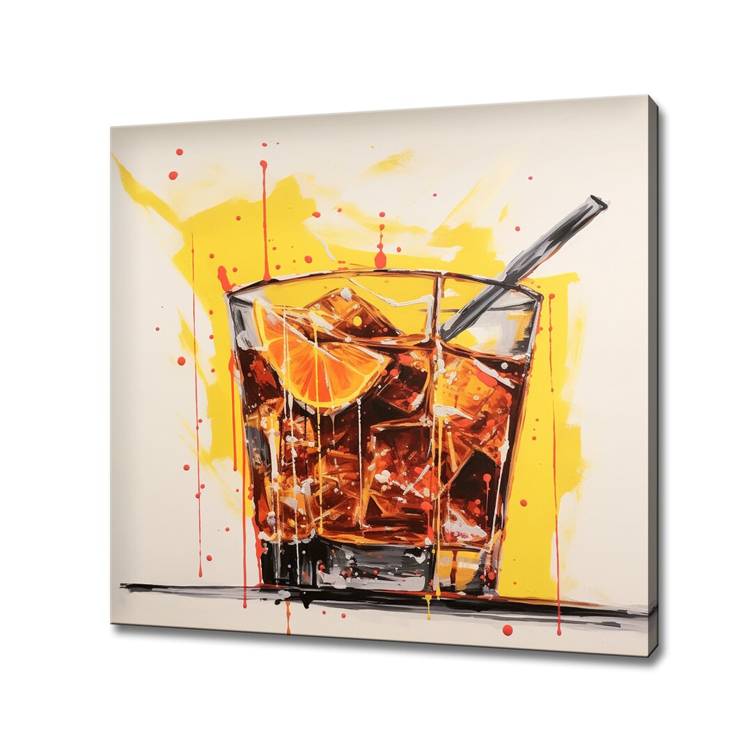 Rum Punch Cocktail Drink Abstract Painting Canvas Print Art | Bar ...