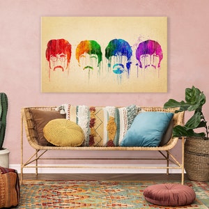 The Beatles Watercolour Colourful Canvas Art Print Wall Hanging ...