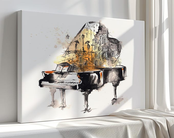 Music Wall Art, Piano Paintbrush Art Print, Music Decor, Music Gift ...