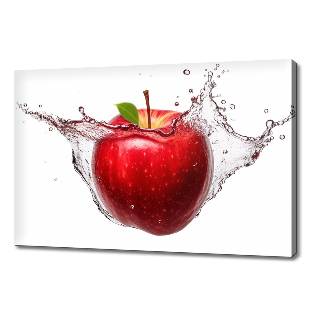 Red Apple Fruit Splash in Water Canvas Print | Bright Colourful Fruits ...