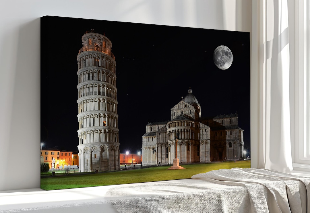 The Leaning Tower of Pisa, Italy, Cityscape Canvas Art Print– Elegant ...