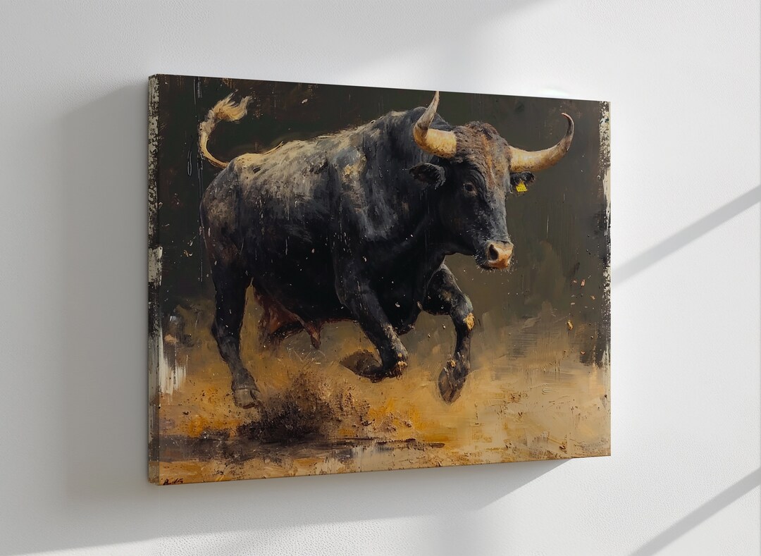A Raging Bull Canvas Print, Landscape Wall Art, Elegant Home Decor ...
