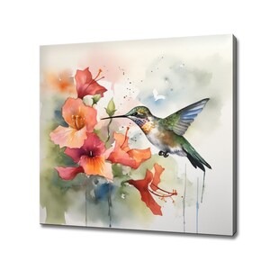 Hummingbirds Canvas Art Print | Watercolour Picture | Wall Hanging for ...