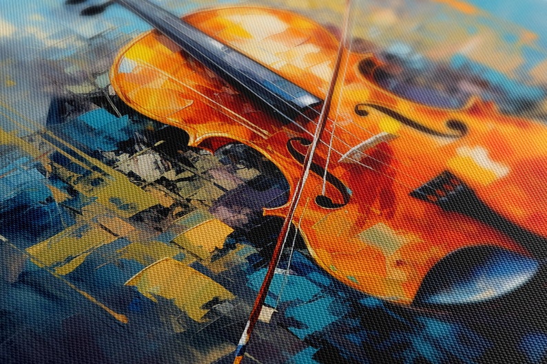 Violin Music Colourful Painting Style Canvas Print, Musical Instrument ...