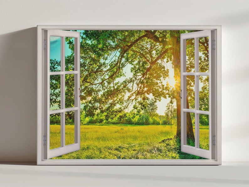 Sunny Summer Day Landscape Canvas Print Wall Art, Green Scenery, Nature ...