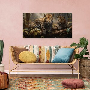 Adorable Leopard Couple Canvas Print Art | Gift for Leopard Lover ...