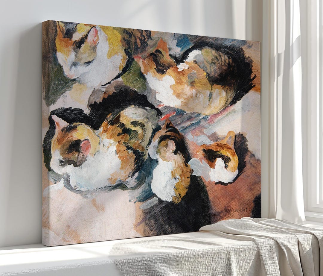 August Macke Cat Study: Vintage Canvas Art Print - Etsy
