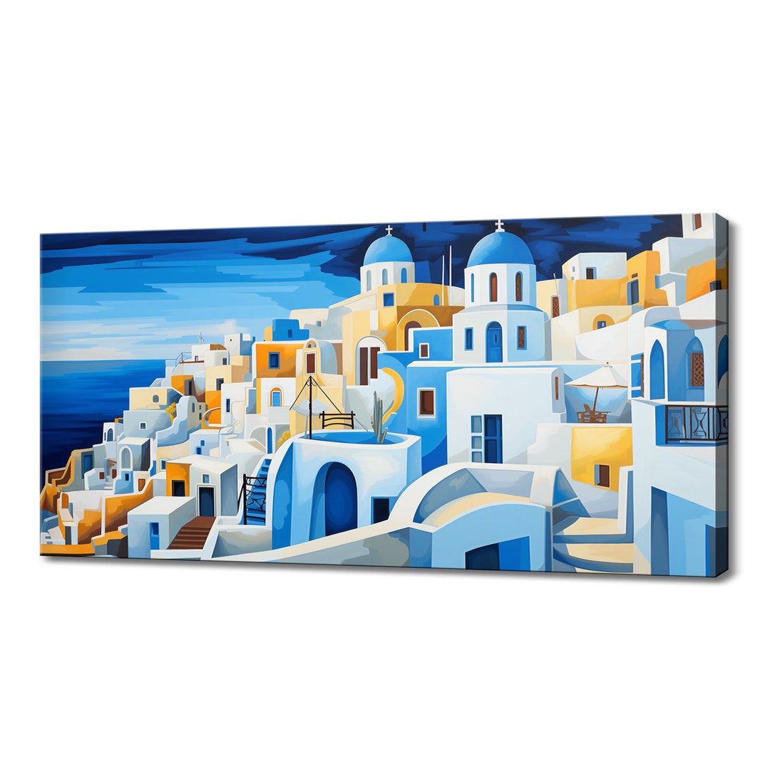 Santorini Island in Greece Canvas Print Wall Art, Modern Design Home ...