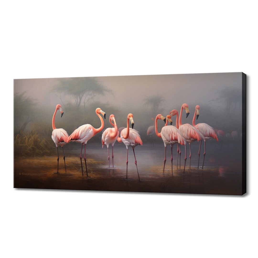 Flamingos Family Canvas Print Art | Gift for Flamingo Birds Lover ...