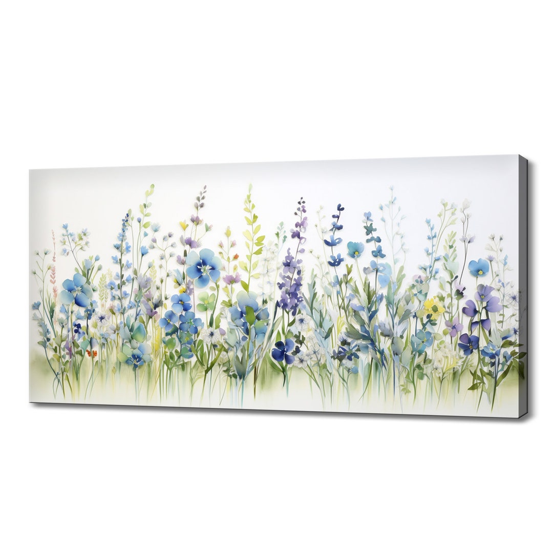 Blue Purple Wildflowers Art Print | Meadow Flowers Canvas Print ...