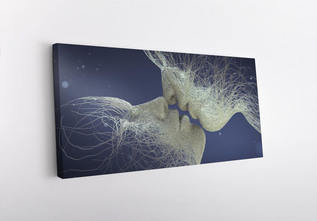 Abstract Couple Kissing Canvas Print - Modern Art Wall Decor for Home ...