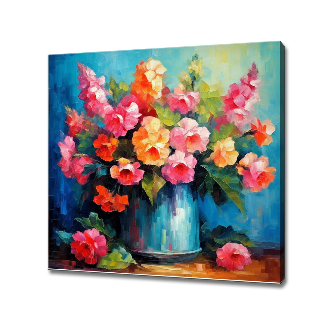 Vase Full of Begonia Art Print | Colourful Floral Canvas Picture ...