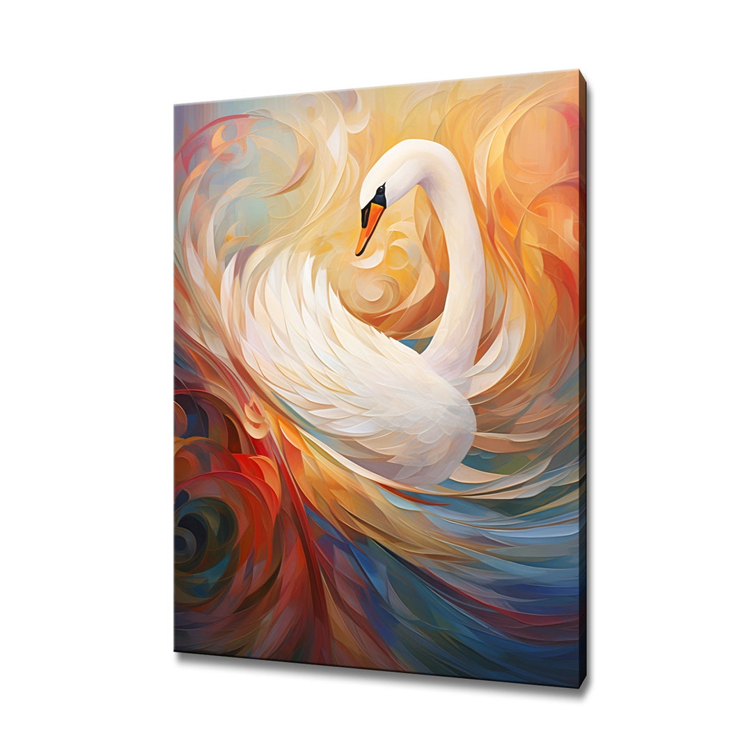 Majestic Swan Bird Abstract Painting Canvas Print | Gift for Bird Lover ...