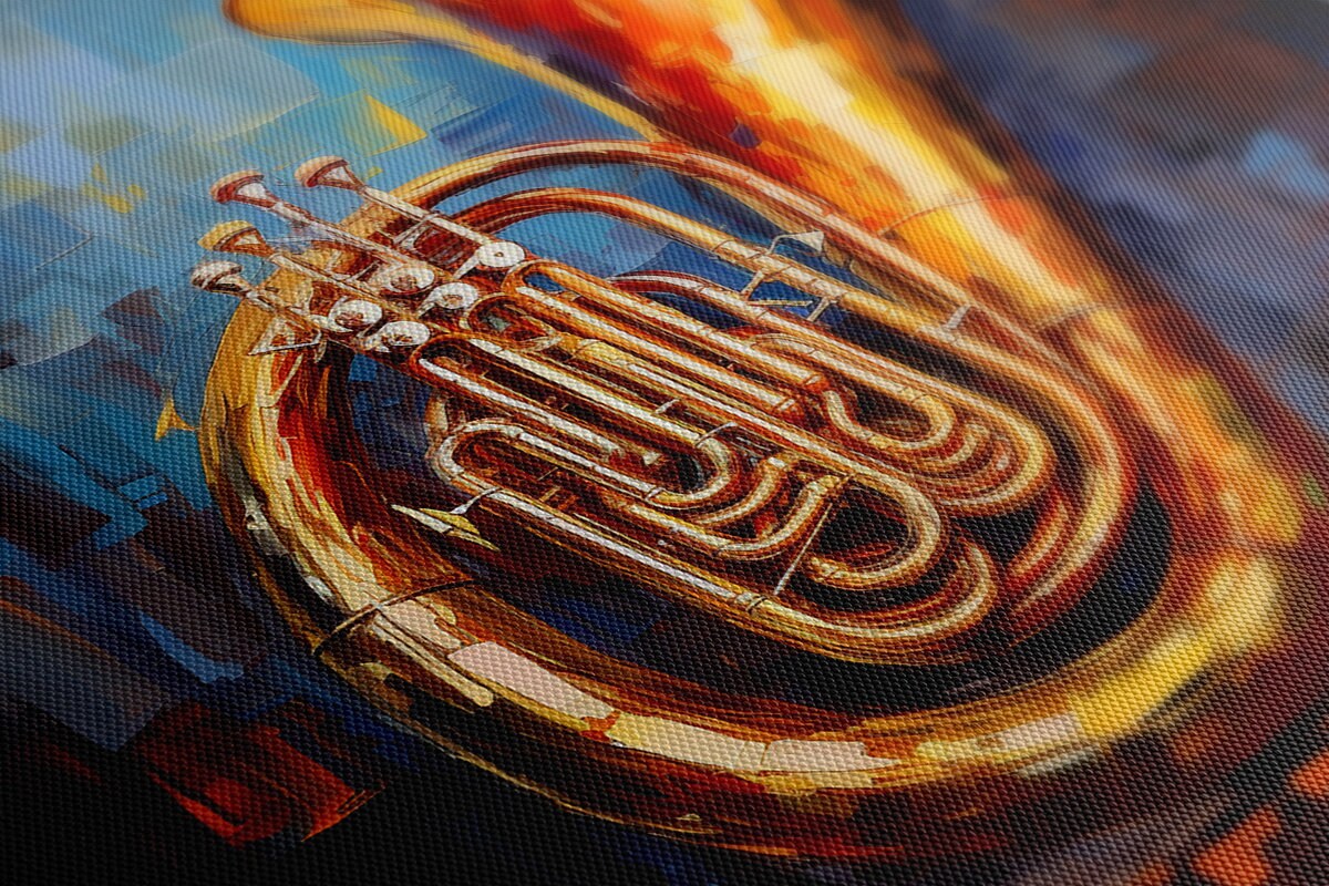 Tuba Music Colourful Painting Style Canvas Print, Musical Instrument ...